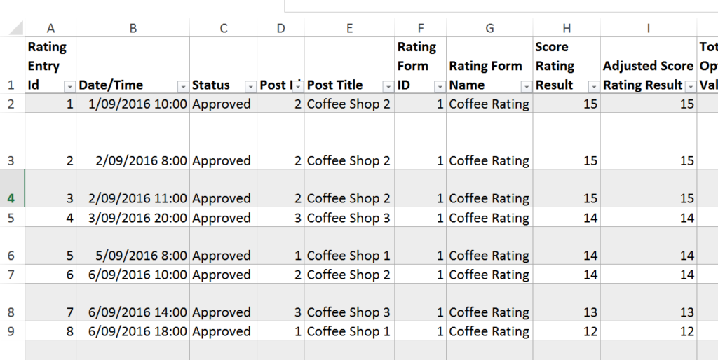 spreadsheets - Multi Rating Pro