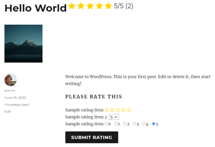Demo Page (Free version) - Multi Rating Pro