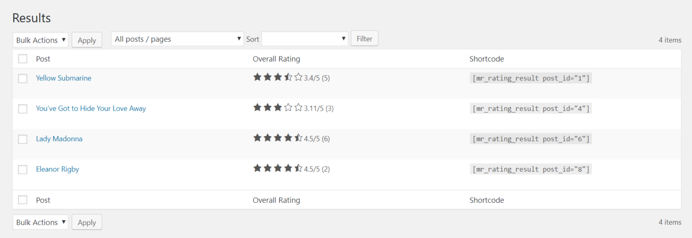 Demo Page (Free version) - Multi Rating Pro