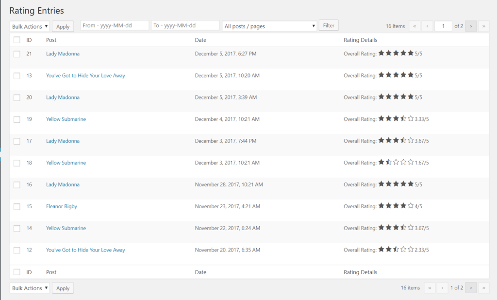 Demo Page (Free version) - Multi Rating Pro